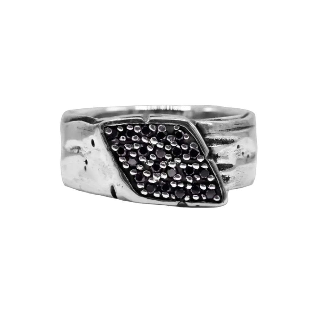 BLACK DIAMOND STUDDED SIGNET WRAP RING, SILVER – Karen Karch